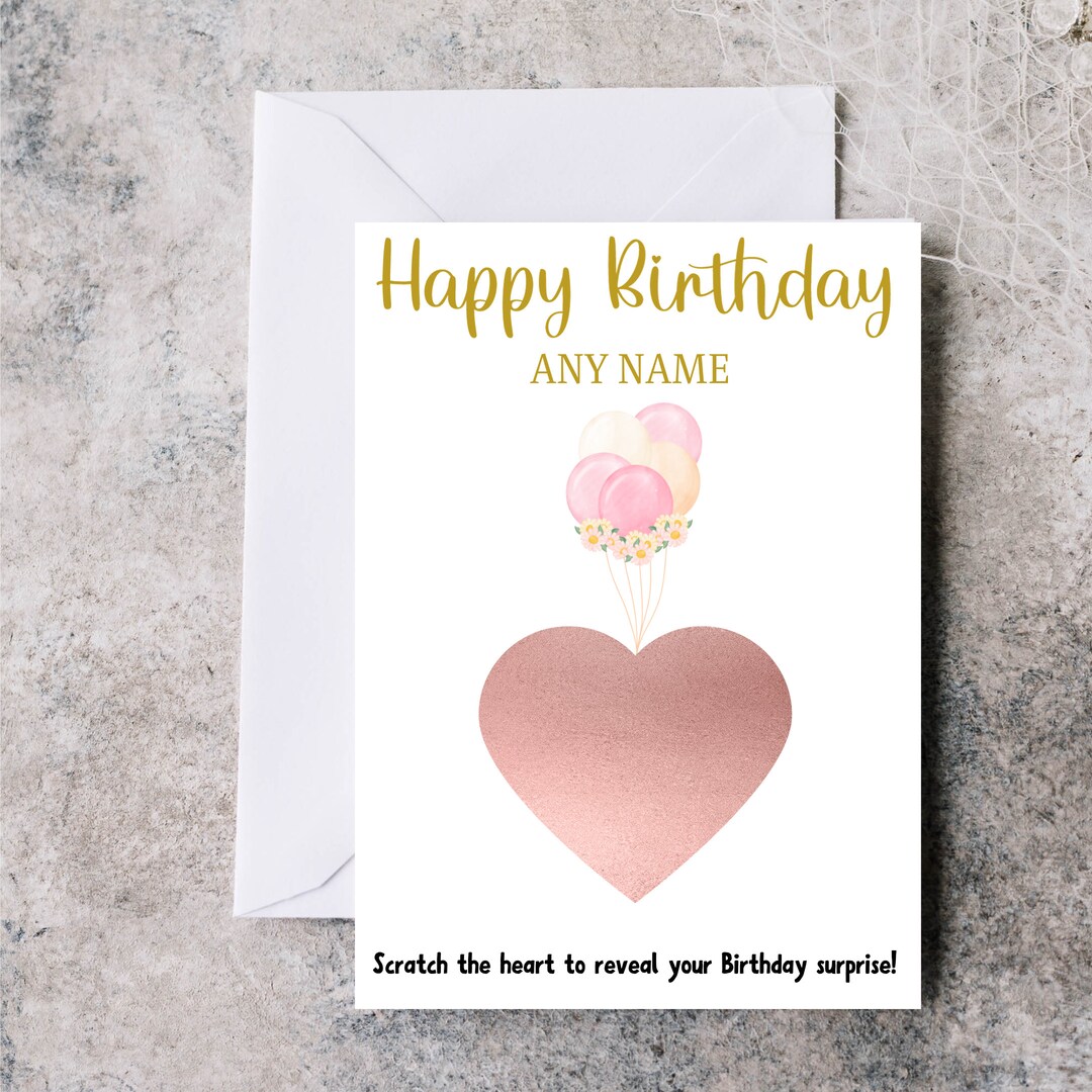 Personalised Birthday Surprise Scratch Card, Birthday Gift Reveal ...