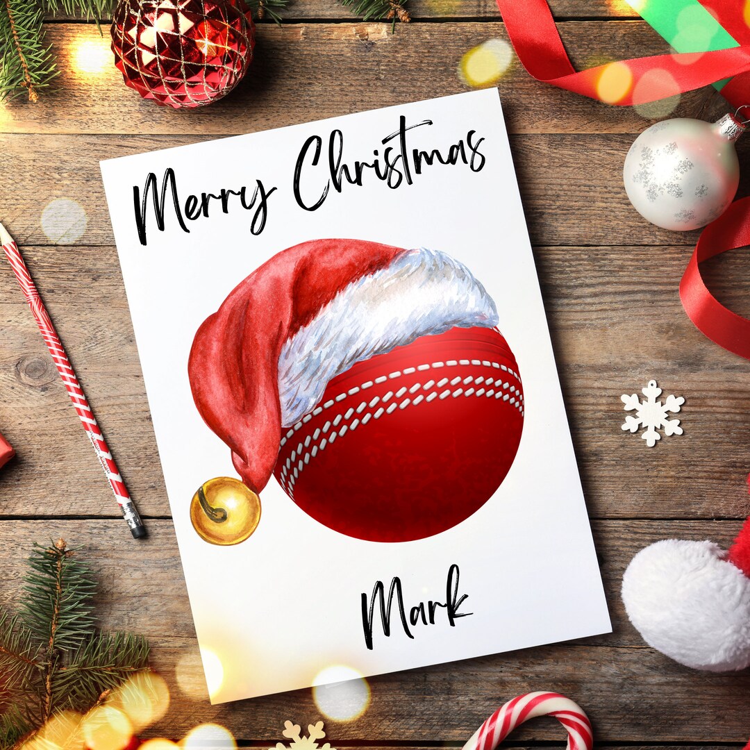 Personalised Cricket Christmas Card, Christmas Card for Cricket Fan ...