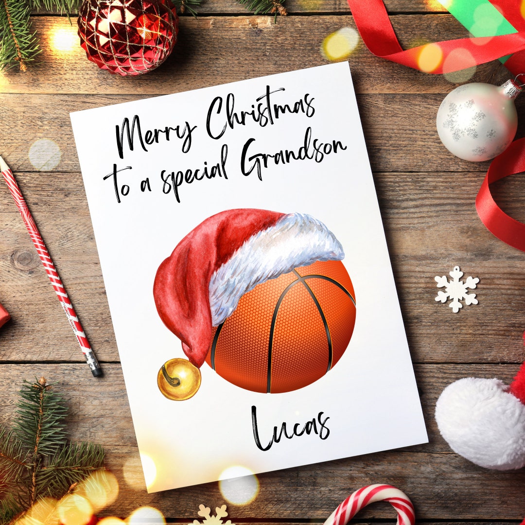 Personalised Basketball Christmas Card for Grandson, Basketball ...