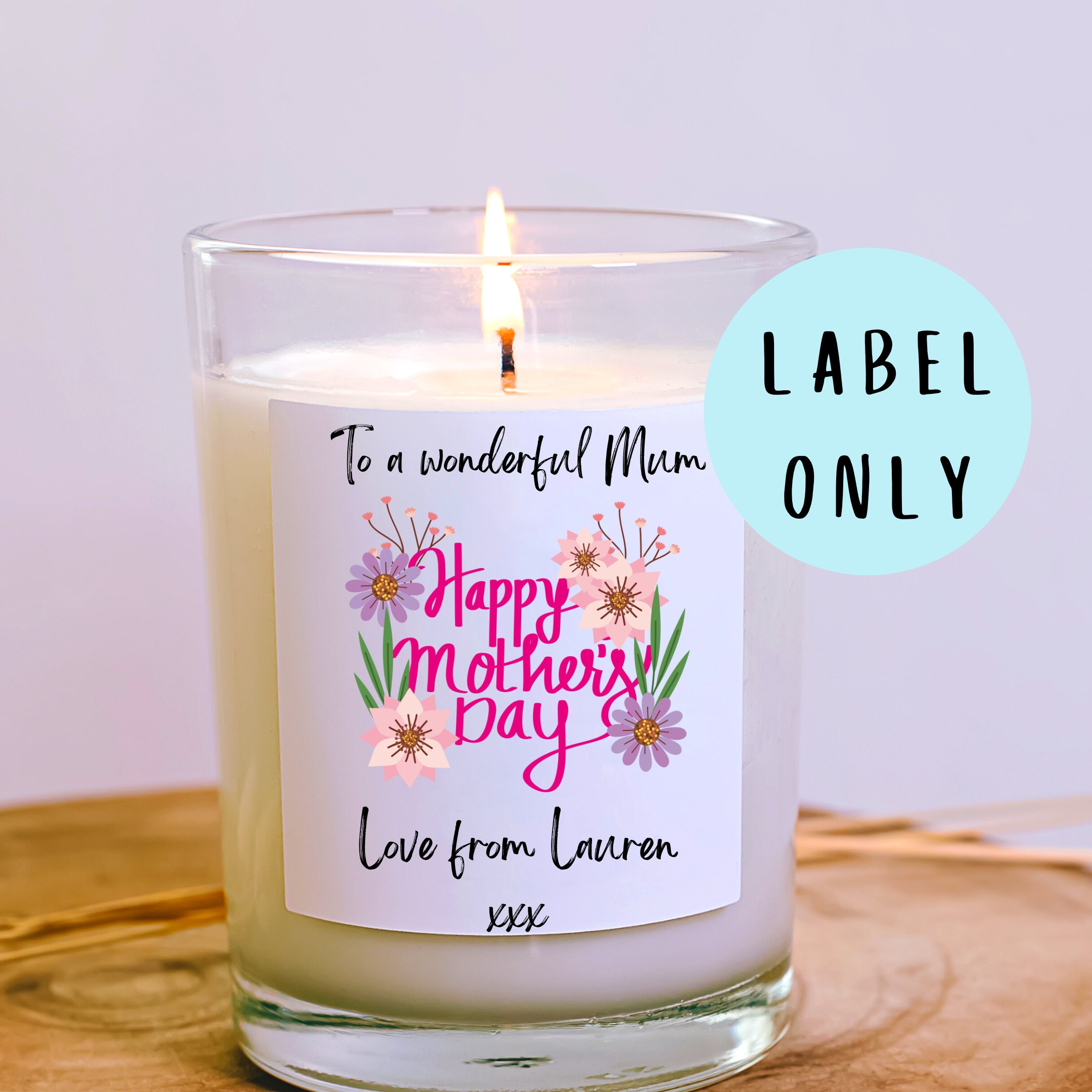 Personalised Mother's Day Candle Label, Personalised Mother's Day Gift ...