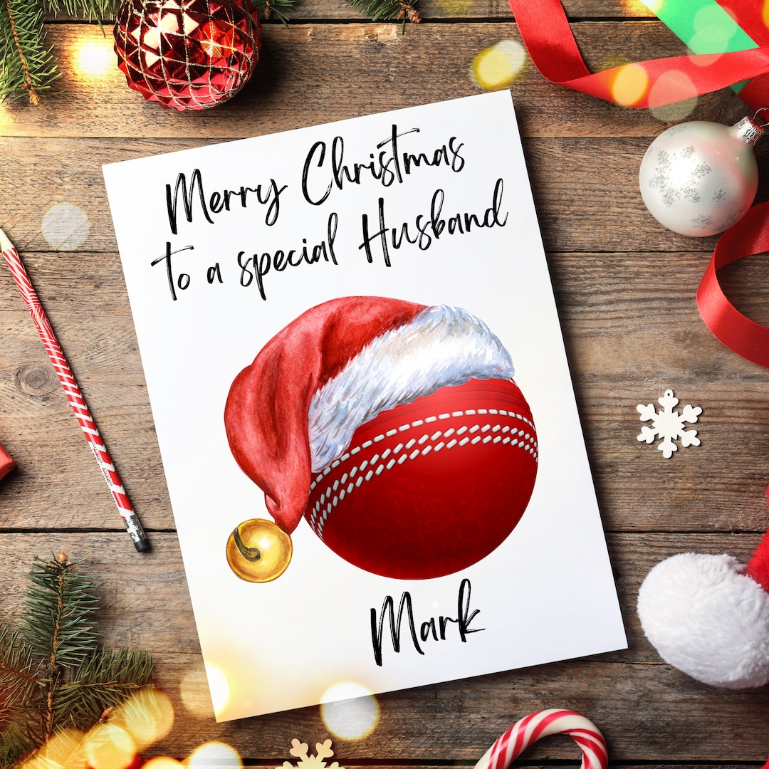 Personalised Cricket Christmas Card for Husband, Cricket Christmas Card ...