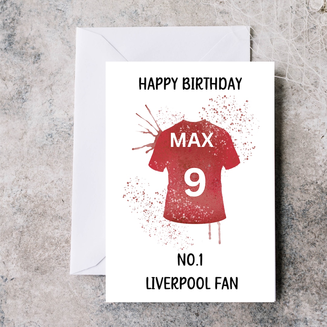 Personalised Liverpool FC Birthday Card, Liverpool Shirt Birthday Card ...