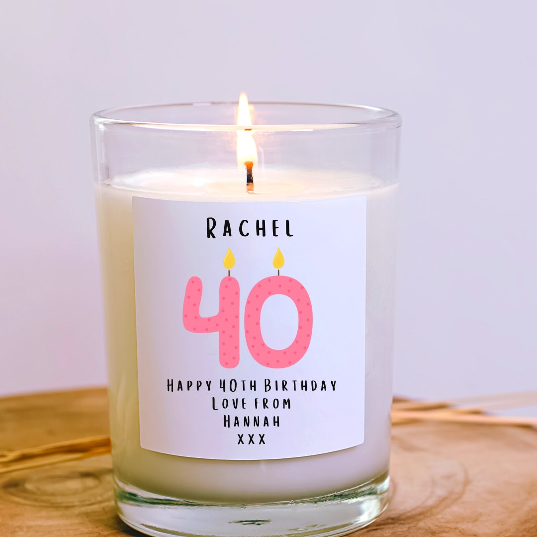 Personalised 40th Birthday Candle Label, Personalised 40th Birthday ...