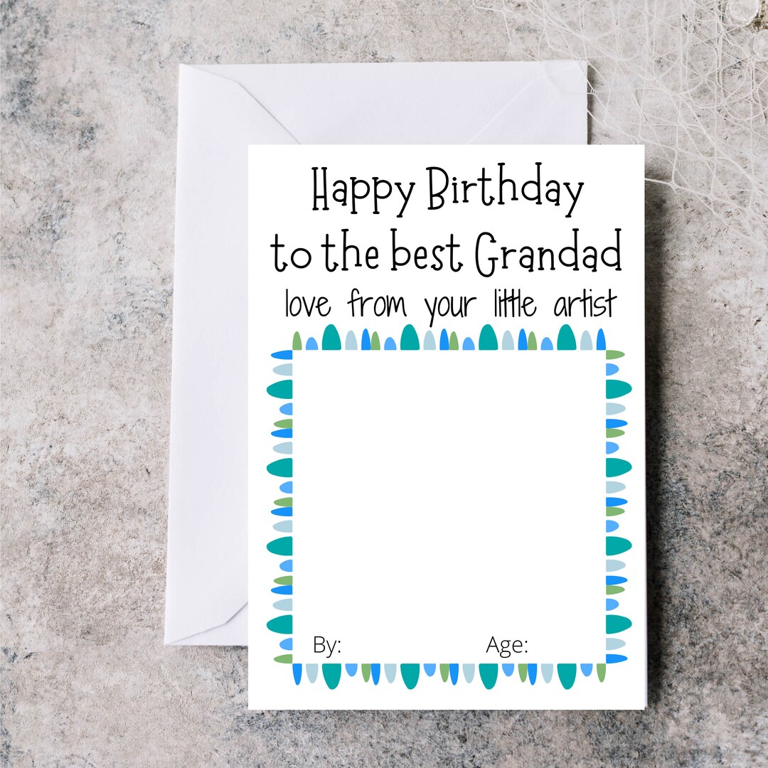Birthday Card for Grandad, Draw Your Own Keepsake Card for Grandad ...