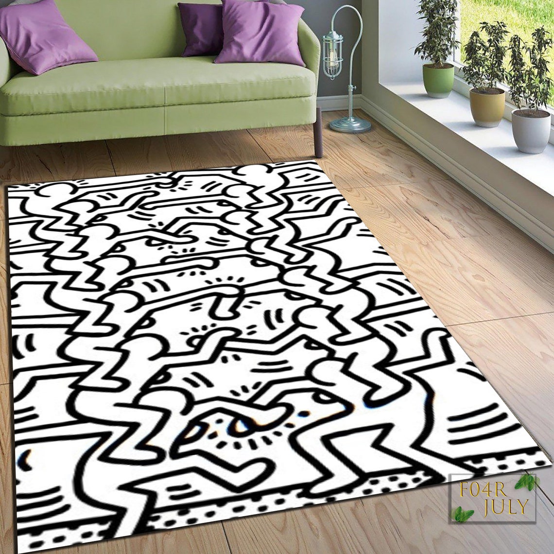 Keith Haring Dancing Rug 107 Keith Haring Dancing Cool Rug - Etsy