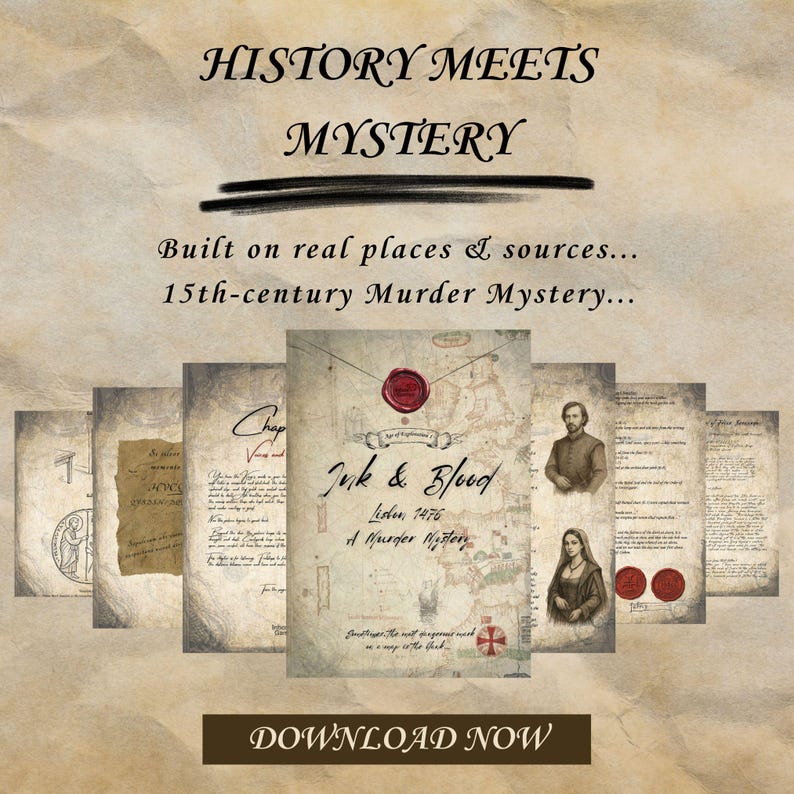 Printable Historical Murder Mystery Game | Ink & Blood: Lisbon 1476 ...