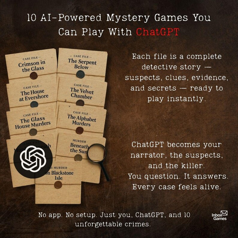 10 Murder Mystery No Setup Games for Chatgpt - Detective Investigation ...