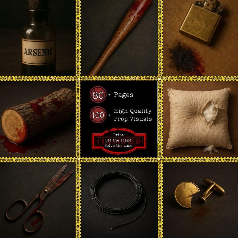 Printable Murder Mystery Props Kit | Detective Evidence Pack | Crime ...