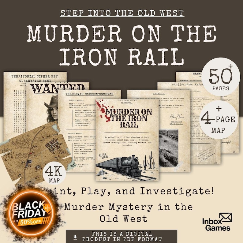 Murder on the Iron Rails | Printable Murder Mystery Game | Old West ...