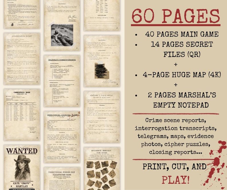 Murder on the Iron Rails | Printable Murder Mystery Game | Old West ...