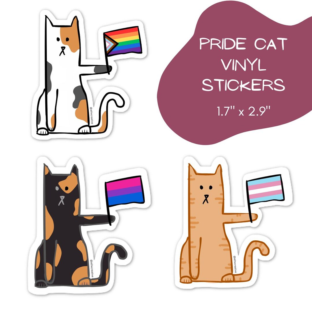 Cat Pride Sticker, Vinyl Sticker, Die-cut Sticker, Cat Sticker, Pride ...