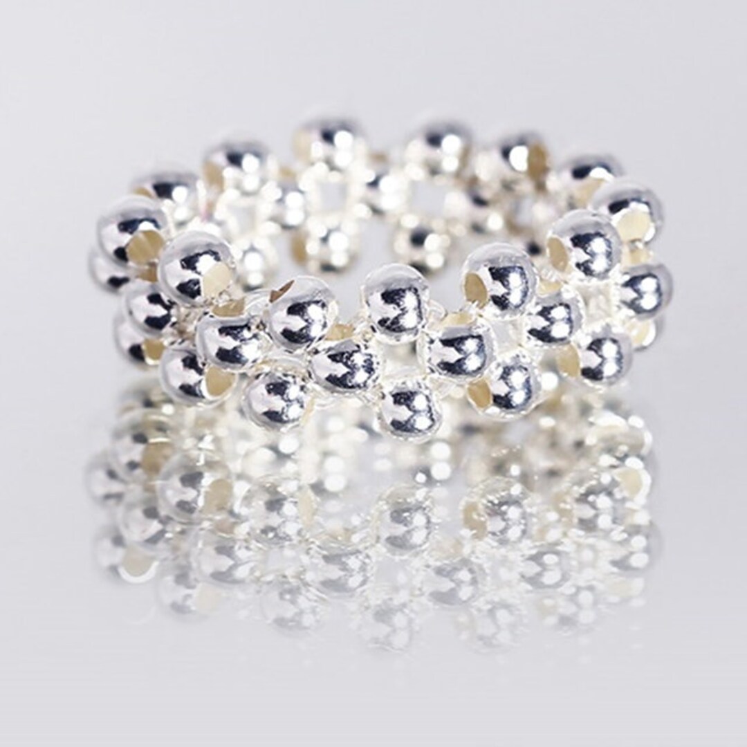 925 Sterling Silver 3-tier Lace Ring, Triple Ring, Silver Beaded Ring ...