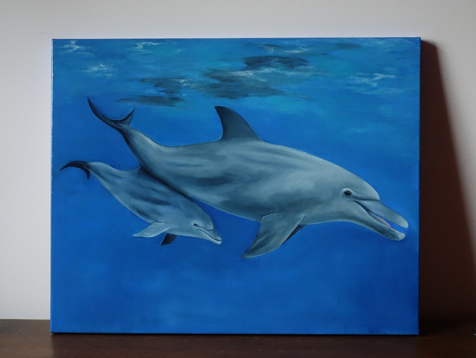 Dolphins Oil Painting, Sea Life Painting, Dolphins Artwork on Canvas ...