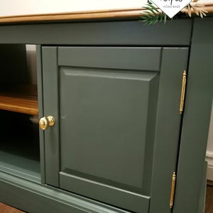 Large TV Unit in Frosted Sage Green - With Gold Handles & Hinges - by ...