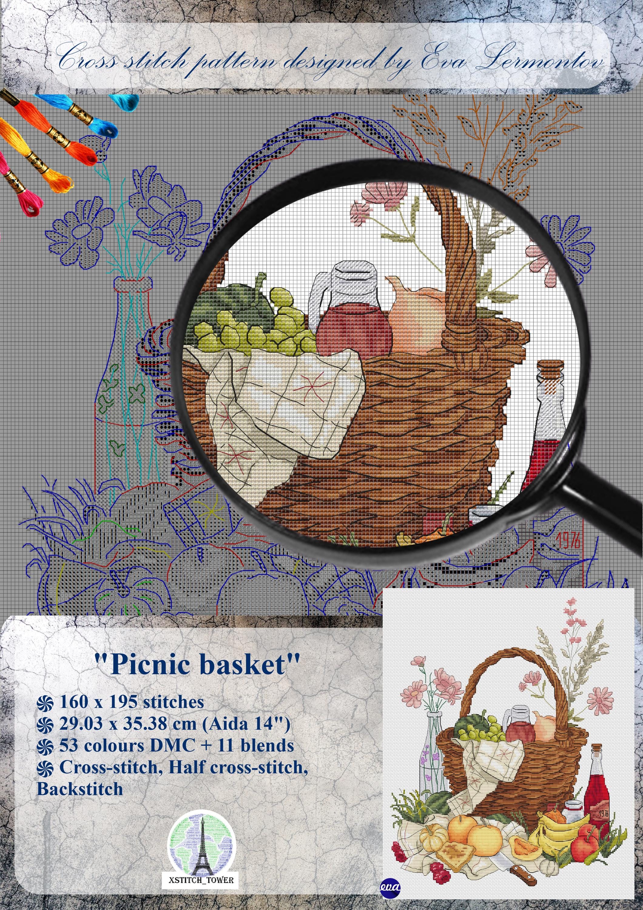 Picnic Basket Cross Stitch Pattern - Etsy