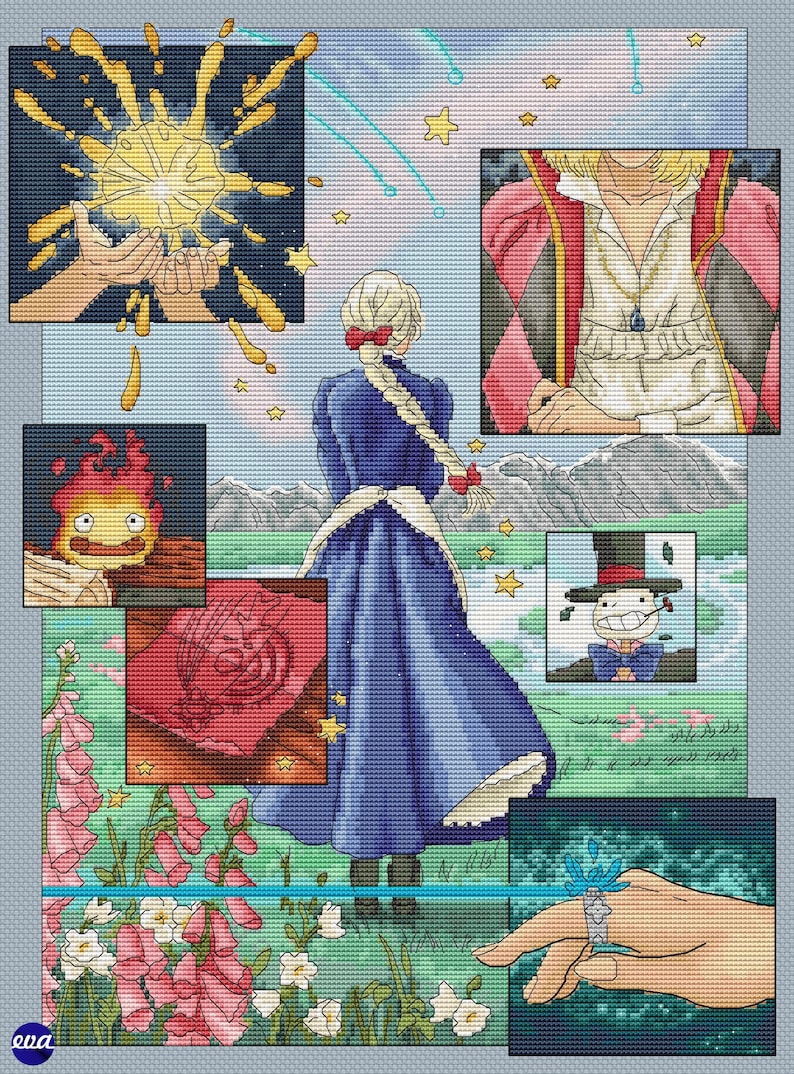 Howl's Moving Castle Cross Stitch Pattern: Counted Embroidery Chart ...