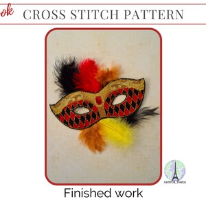 Carnival Mask Cross Stitch Pattern, New Year Mask Cross Stitch Pattern ...