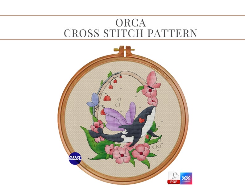 Cross Stitch Pattern, Orca Cross Stitch Pattern, Cross Stitch Chart ...
