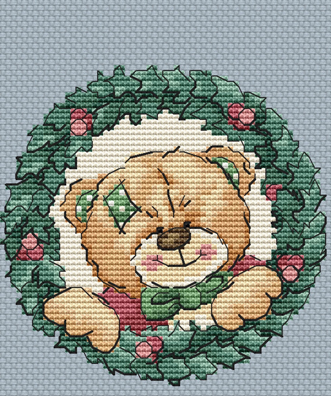 Christmas Teddy Bear Cross Stitch Pattern: Bauble Ornament (PDF ...