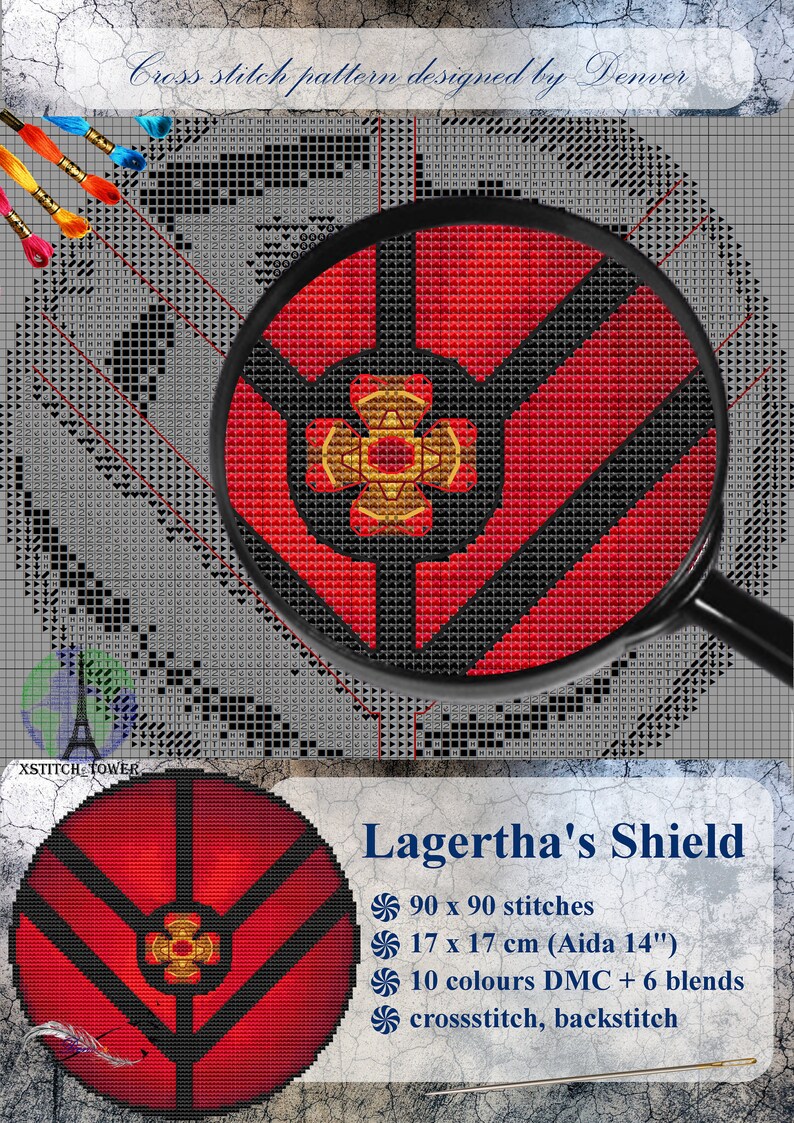 Cross Stitch Pattern, Lagertha’s Shield, Vikings, Instant Download PDF - Etsy