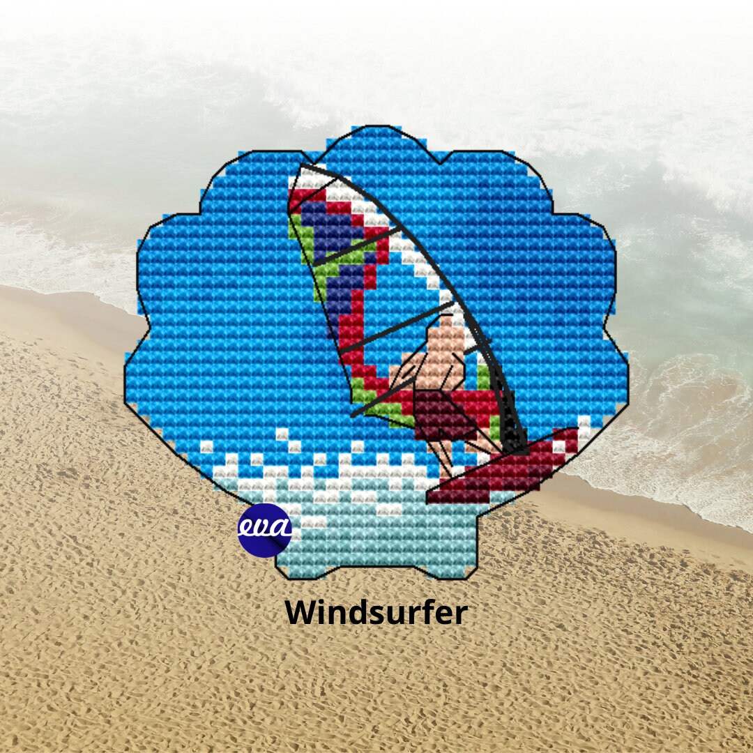 Cross Stitch Pattern Scallop Windsurfer, Instant Download PDF - Etsy