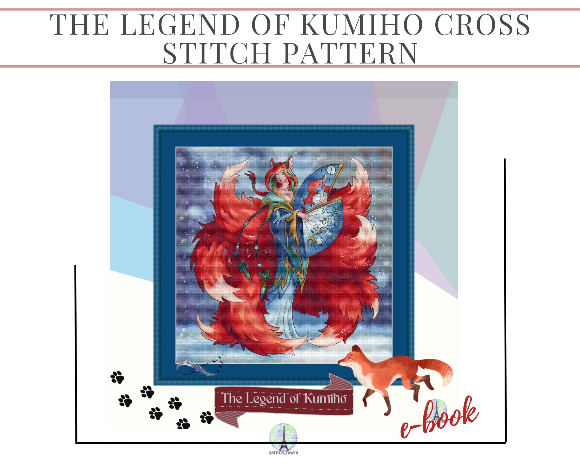 Kumiho Legend Cross Stitch Pattern: Mythical Fox Embroidery (PDF) - Etsy