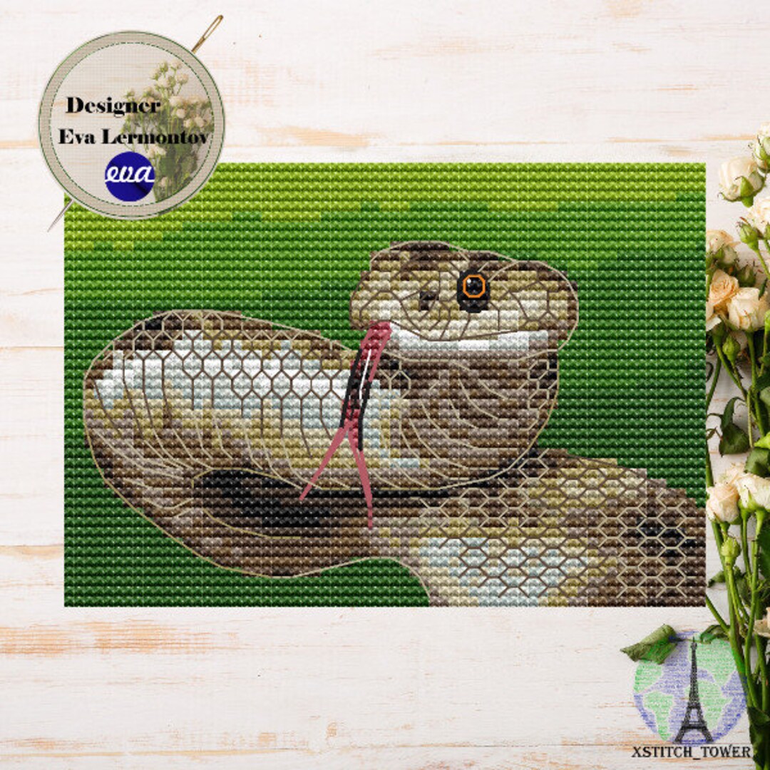 Snake Cross Stitch Pattern, Adder Cross Stitch Pattern, Instant ...
