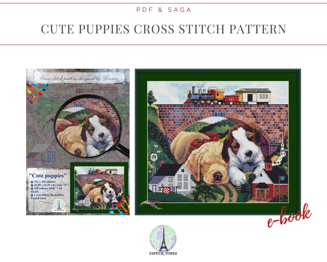 Puppies Cross Stitch Pattern (instant Download PDF) - Etsy