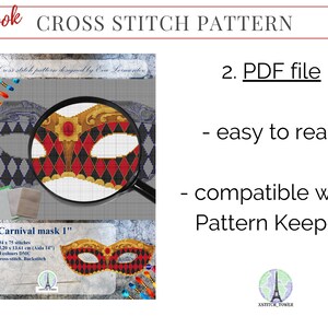 Carnival Mask Cross Stitch Pattern, New Year Mask Cross Stitch Pattern ...