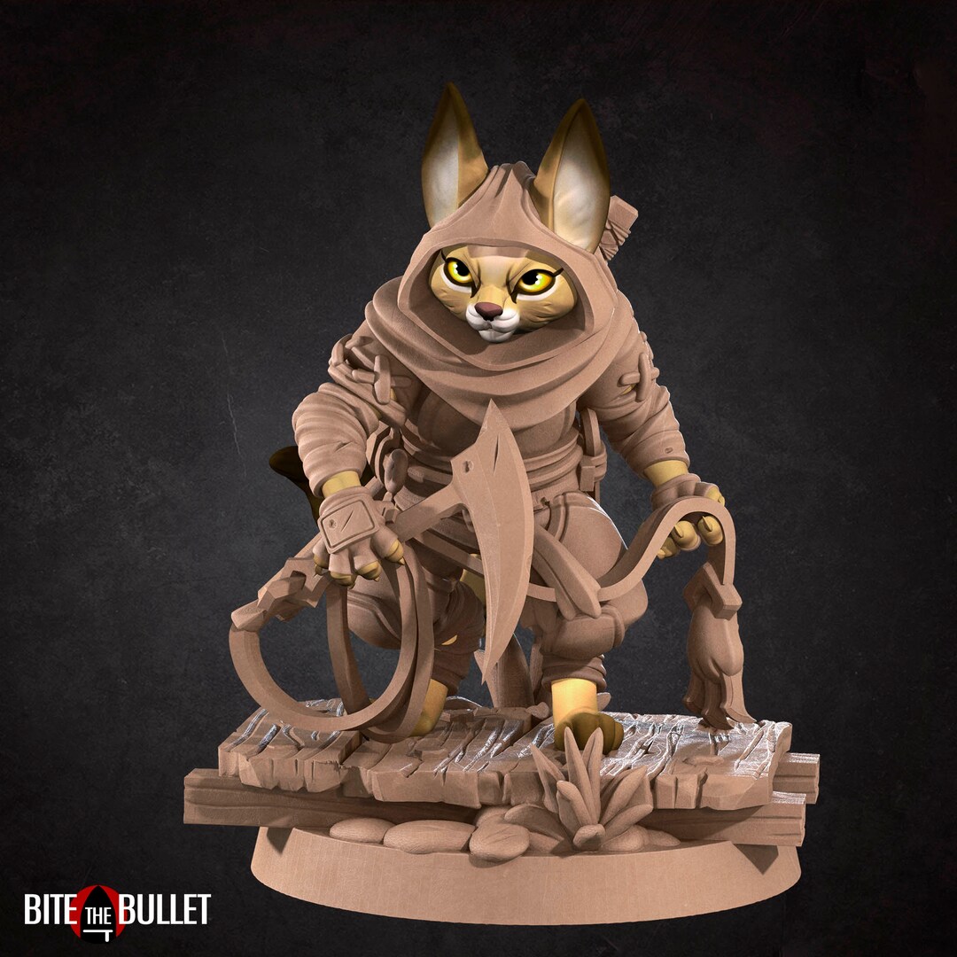 Tabaxi Ninja Bite the Bullet Tabletop RPG Dnd Pathfinder 3D Printed ...