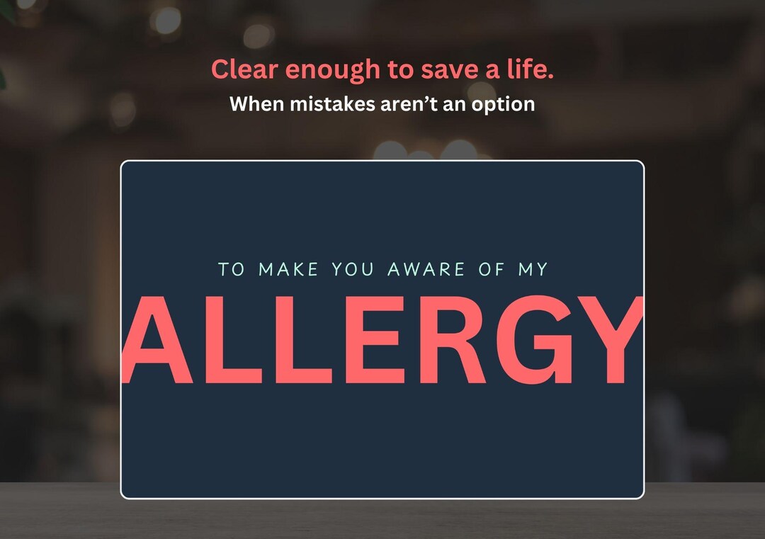 Peanut Allergy Restaurant Card – Anaphylaxis Alert - Etsy