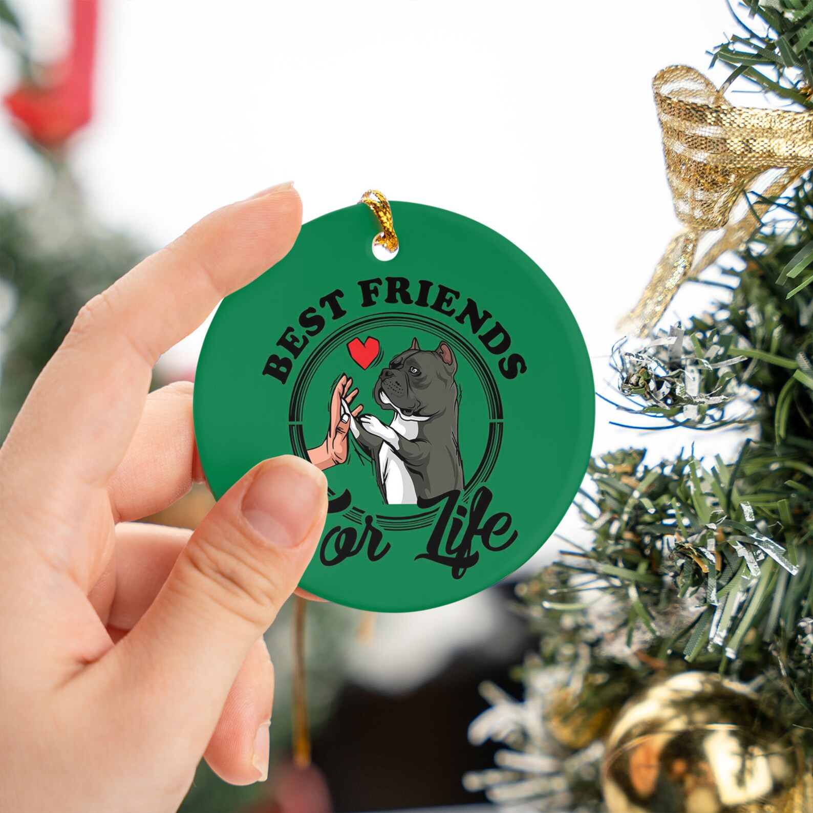 Best Friend for Life American Bully Ceramic Ornament, Gift for Friend ...