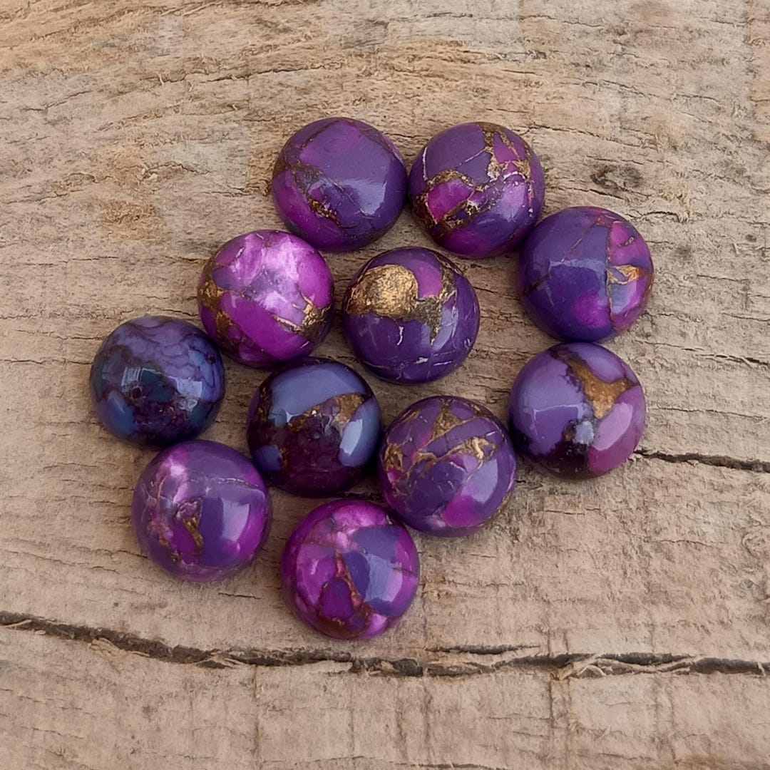 Purple Copper Turquoise Cabochon: Round Gemstone for Jewelry Making - Etsy