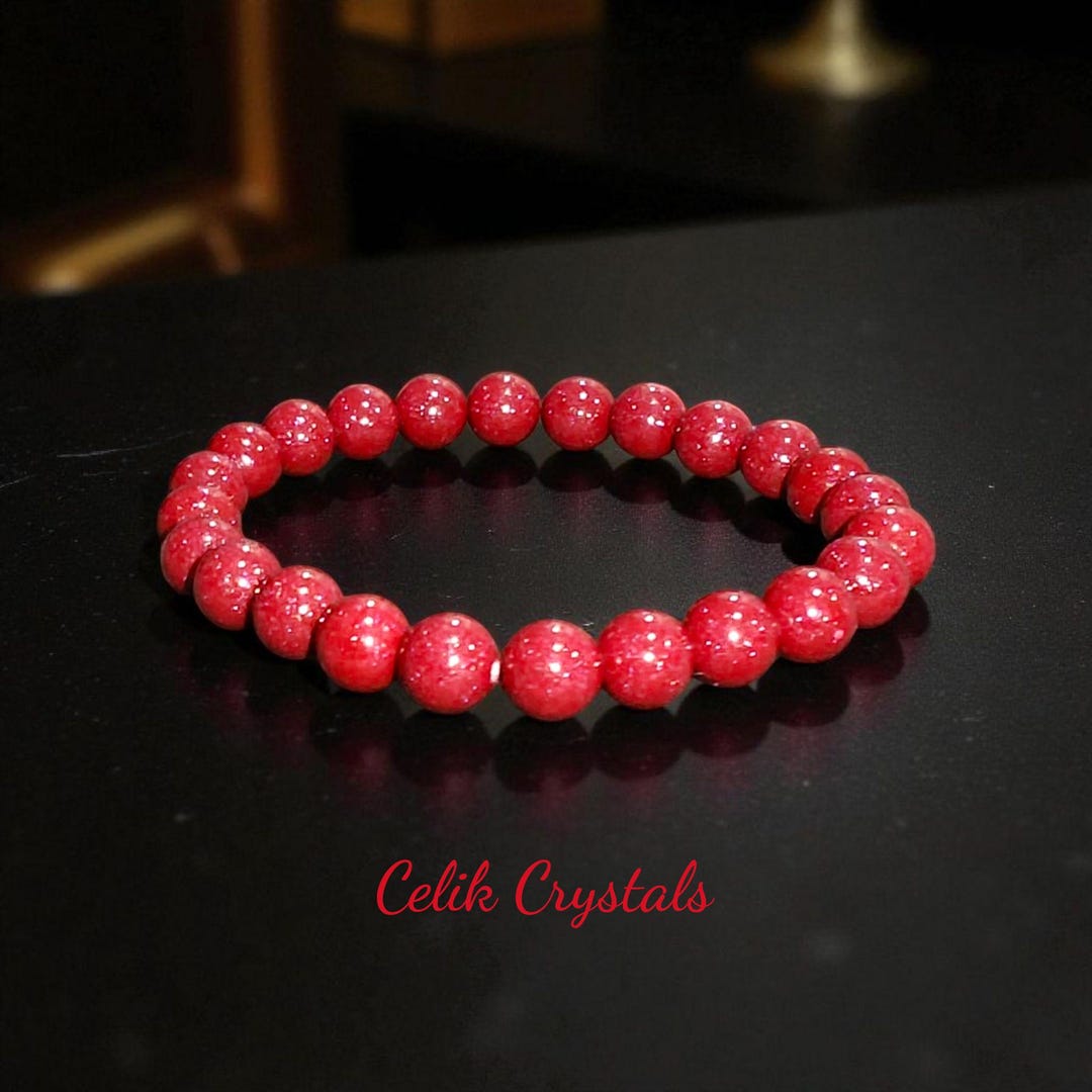Natural Cinnabar Bracelet 8mm Stones Stretchy Healing Crystal Jewelry ...