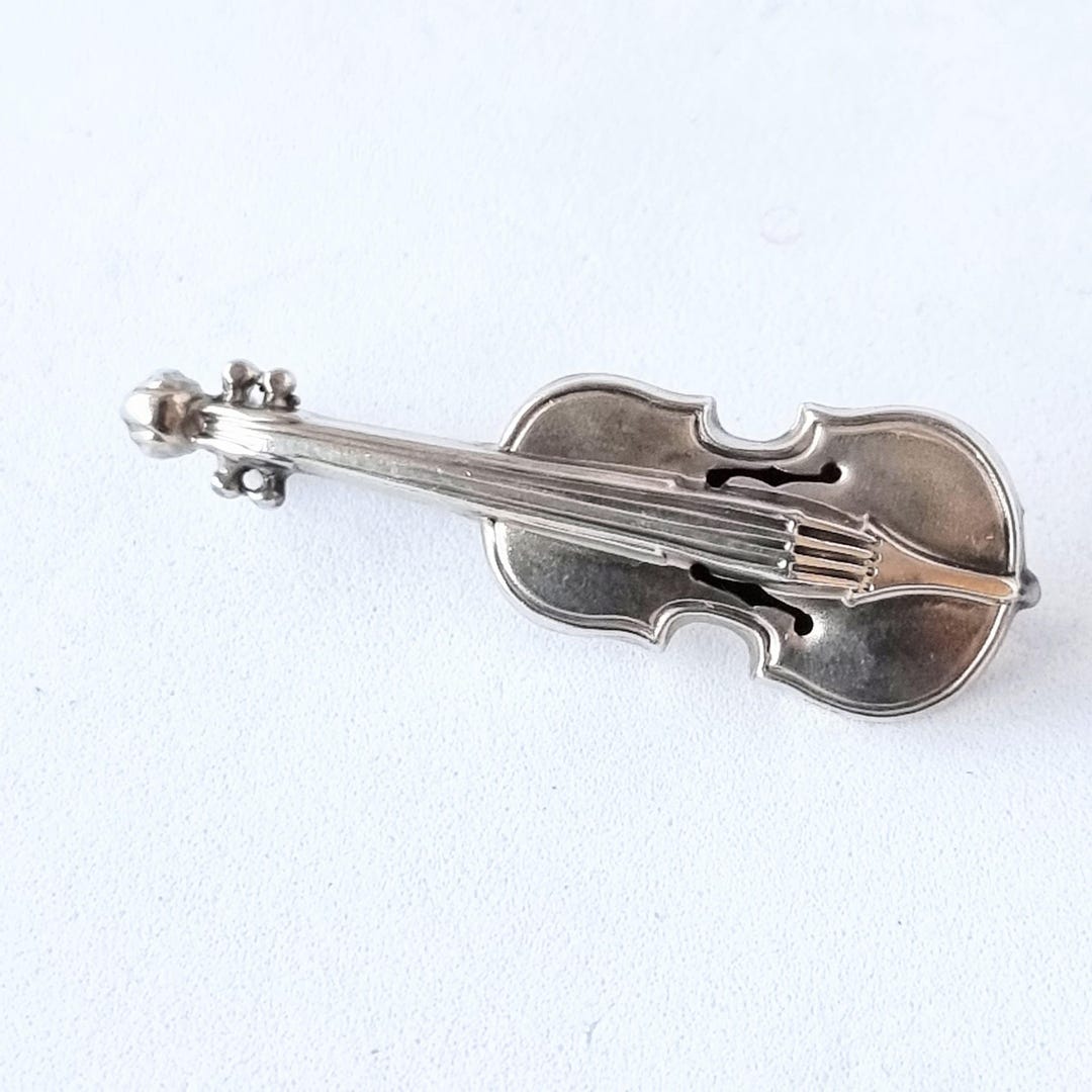 Victorian Sterling Silver Violin Brooch, Perfect for a Lapel. KO/1580 ...