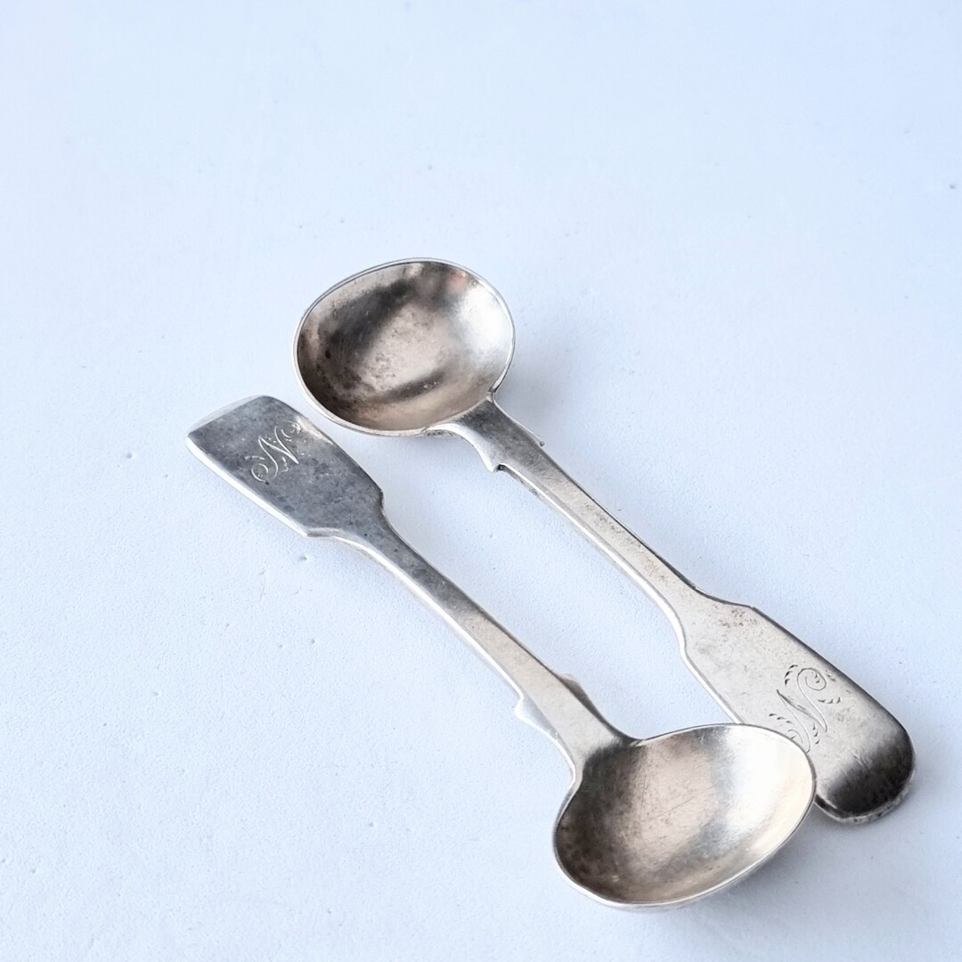 Antique Pair Salt Spoons, Victorian, 1872, Condiment. SP.19 - Etsy