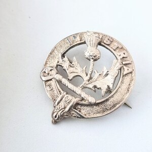 Scottish Clan Badge, Sterling Silver Thistle and Motto "industria ...