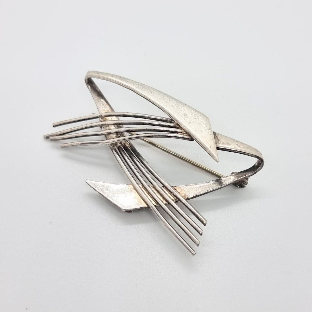 Abstract Sterling Silver Brooch, Vintage 1960s, Thomas Lyster Mott. IR ...