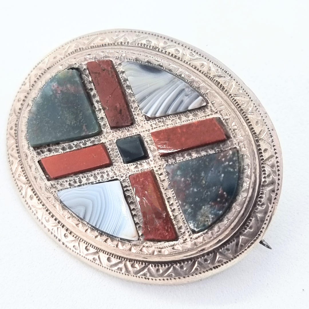Victorian Silver Scottish Brooch With Jasper, Bloodstone & Agate ...