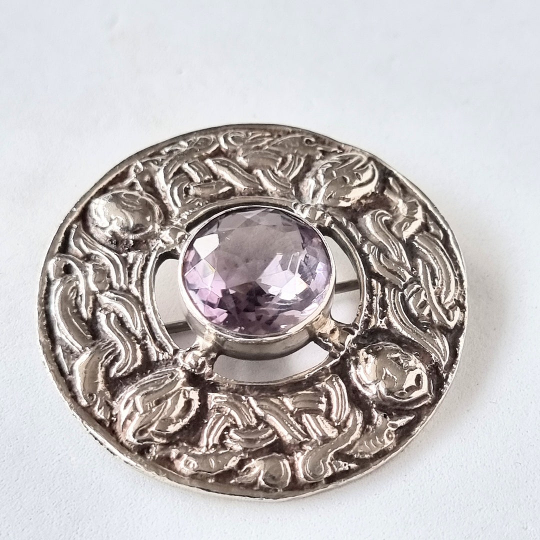 Scottish Silver and Amethyst Plaid, Kilt, Brooch, Antique 1913. IR/1241 ...