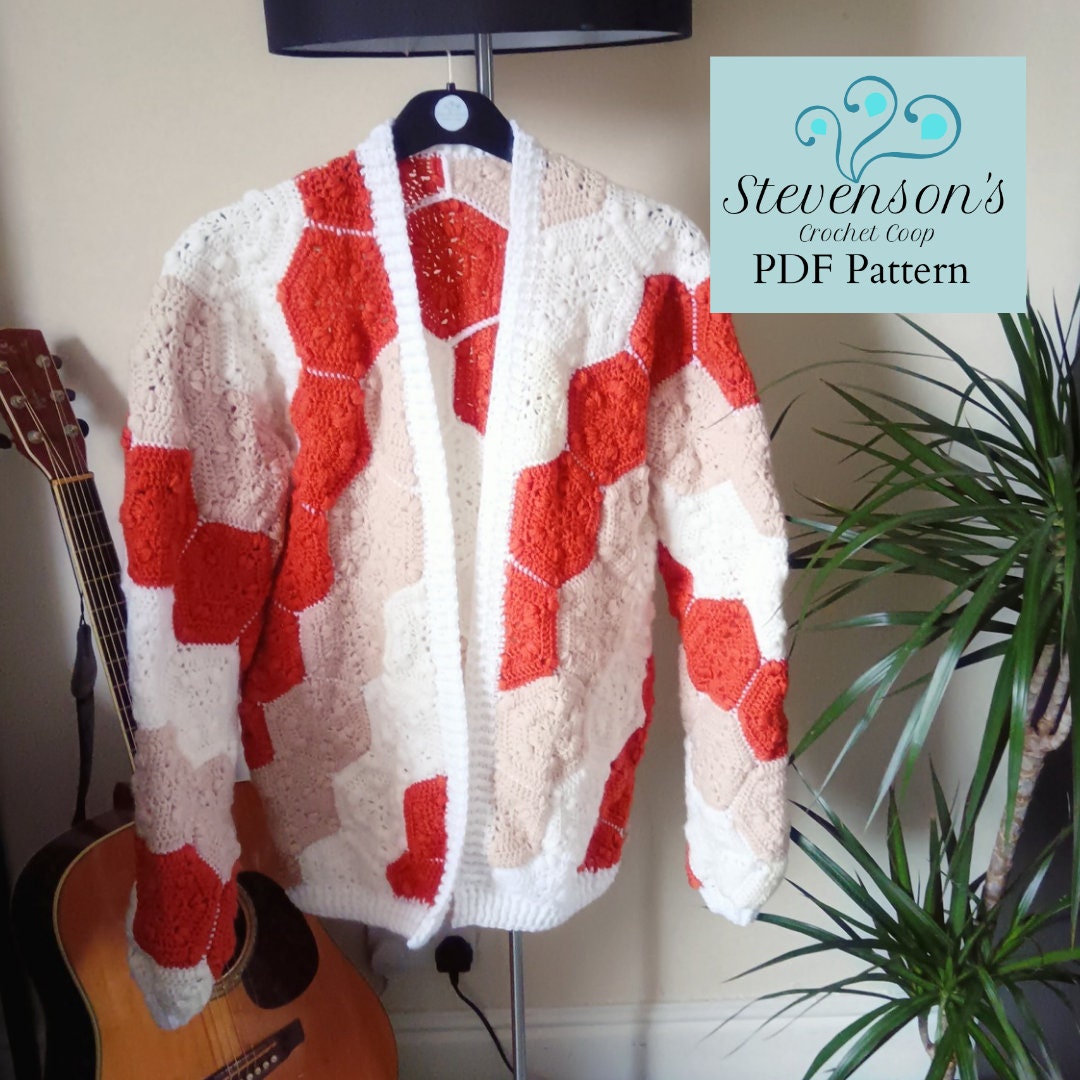 Crochet PATTERN- Homely Hexi Cardigan (sizes S- XXL) Hexagon Cardigan ...