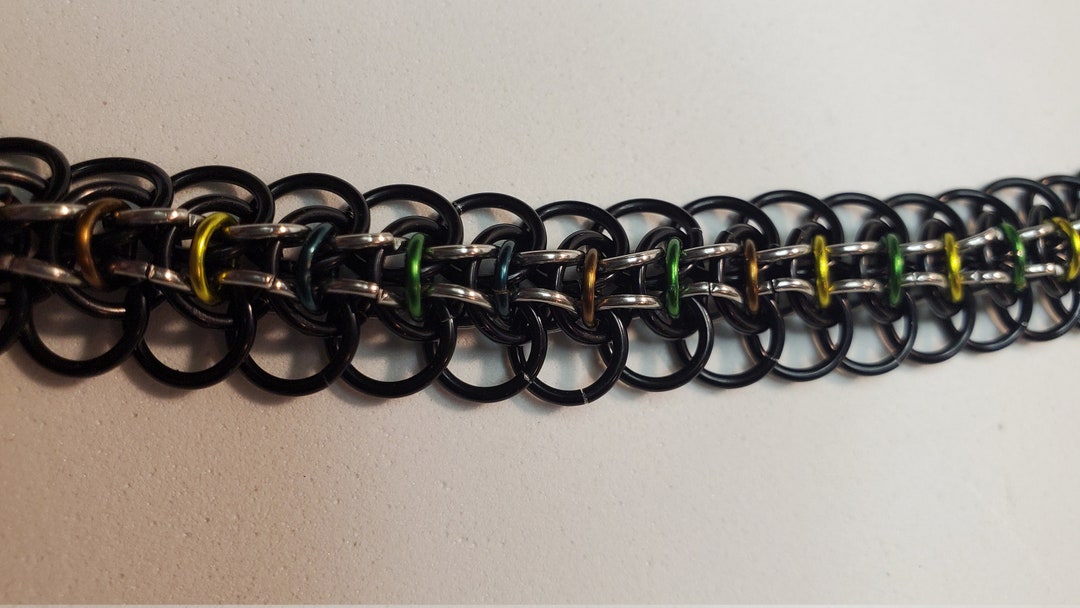Kitsune Weave Chainmail Choker: Black Silver Camo Aluminum - Etsy