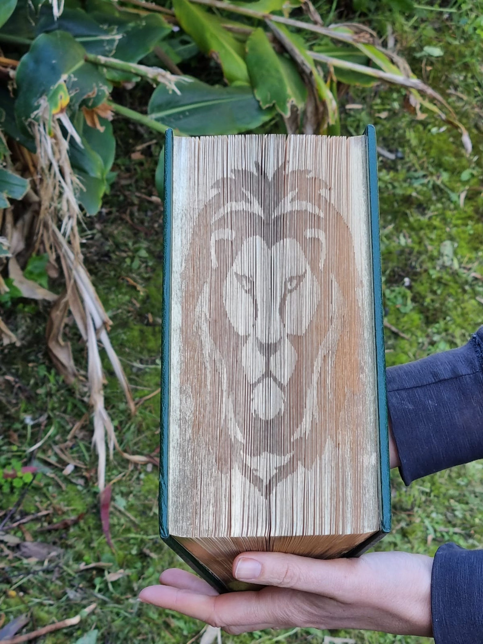 Golden Lion Book Fold | Upcycled Vintage Art | Leo Zodiac Origami ...