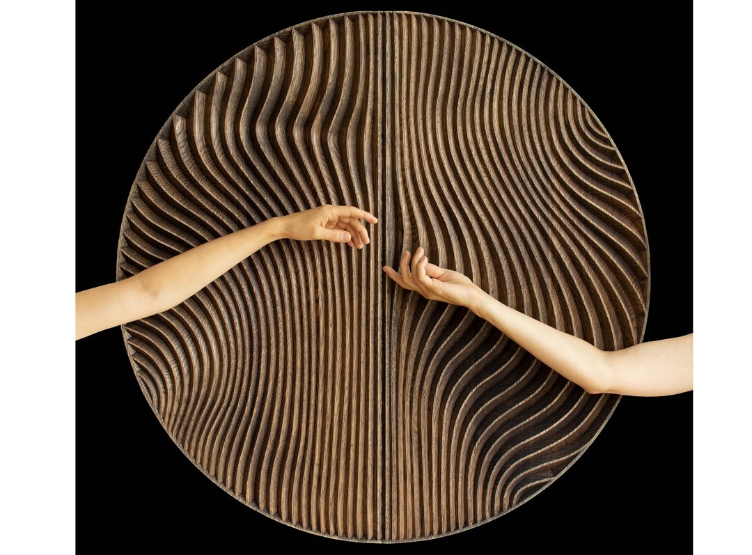 Round Wall Art Mandala 35dia Carved Wood Home Decor Modern Above Bed Large Wall Decor Bedroom ...