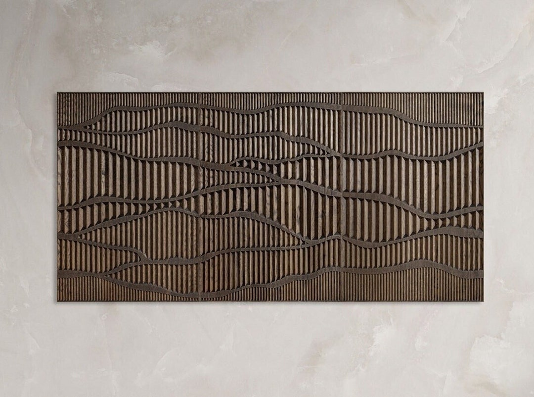 Large Wooden Wall Art Set of Wood Panels Modern Living Room Wall ...