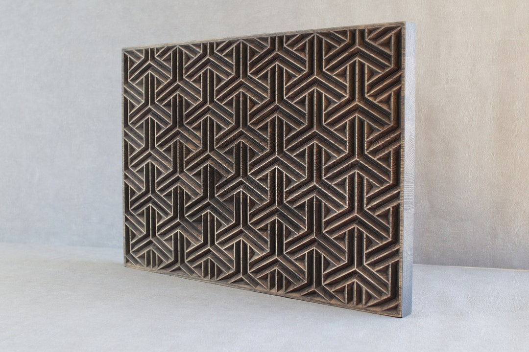 Oak Wall Panel, 20x14 Inch Engraved Decor. Abstract Interior Design ...