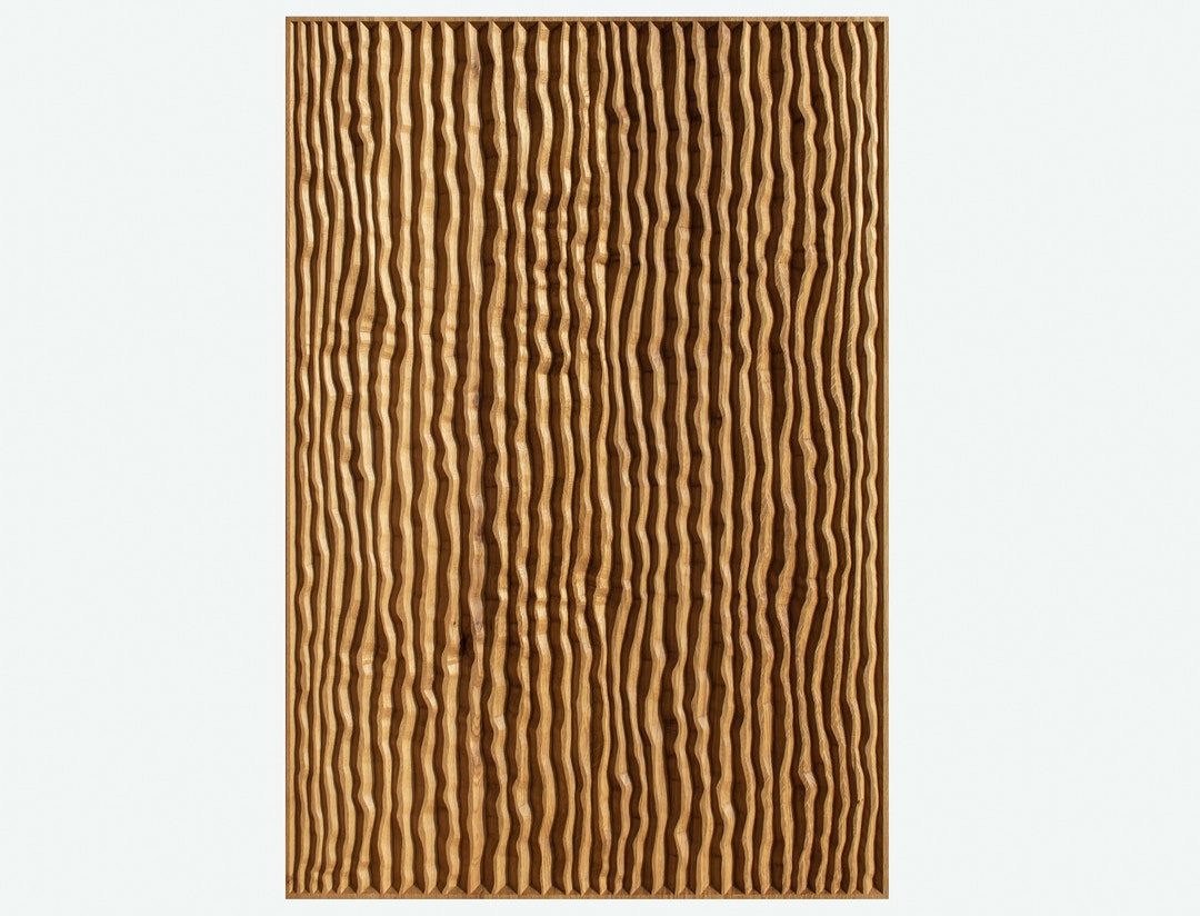 Oak Wall Panel, 35x24 Inch Graved Decor. Elegant Design, Large Wooden ...