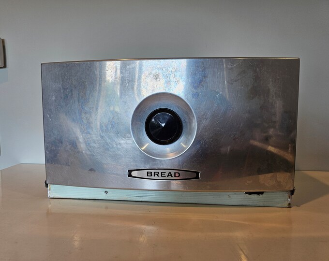 Turquoise Kromex Brushed Aluminum Bread Box, Rare Retro, 1950's, Mid ...