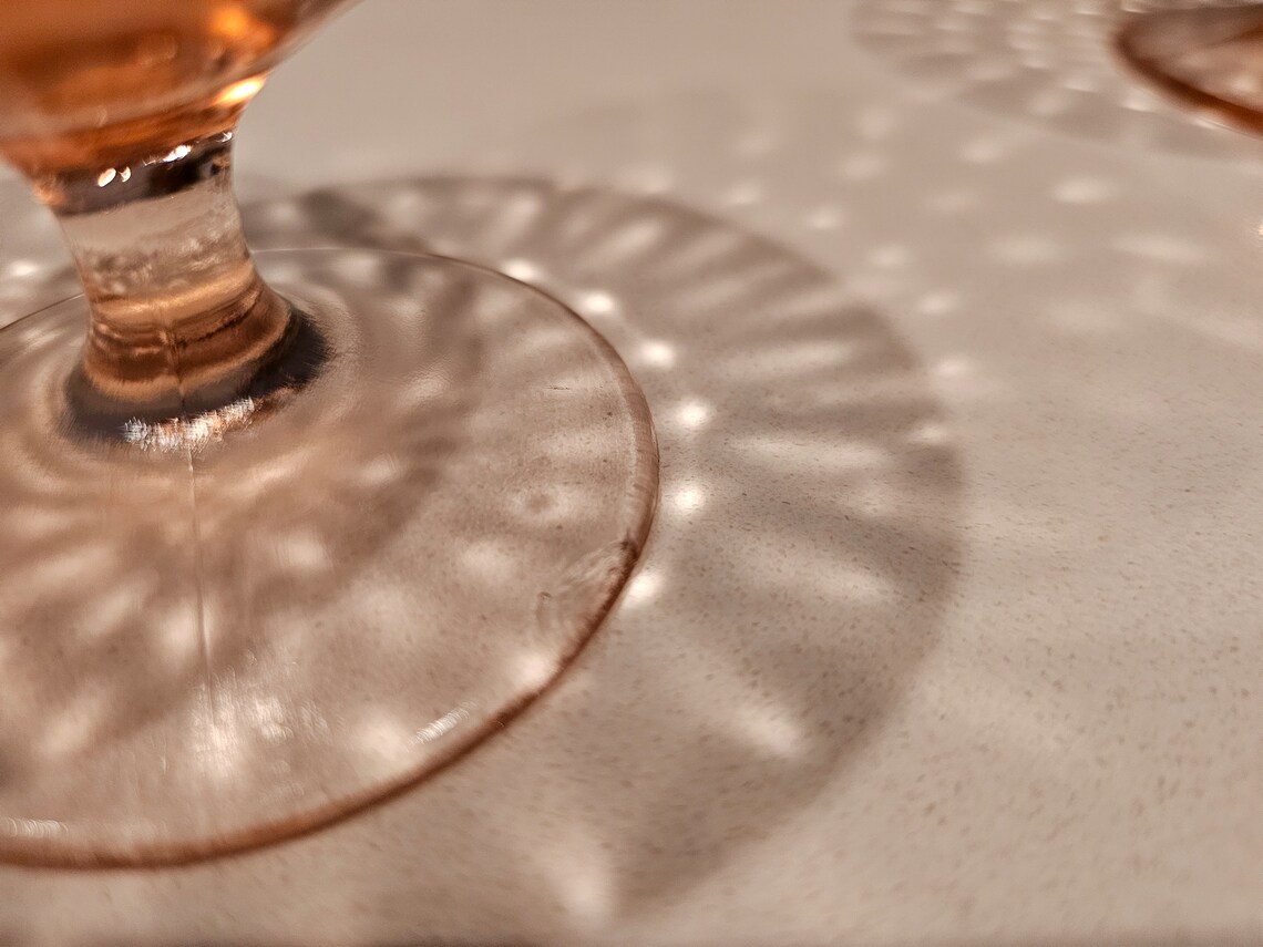 1920's Jeanette Hex Optic Honeycomb Pink Sherbet, Floral Etching - Etsy