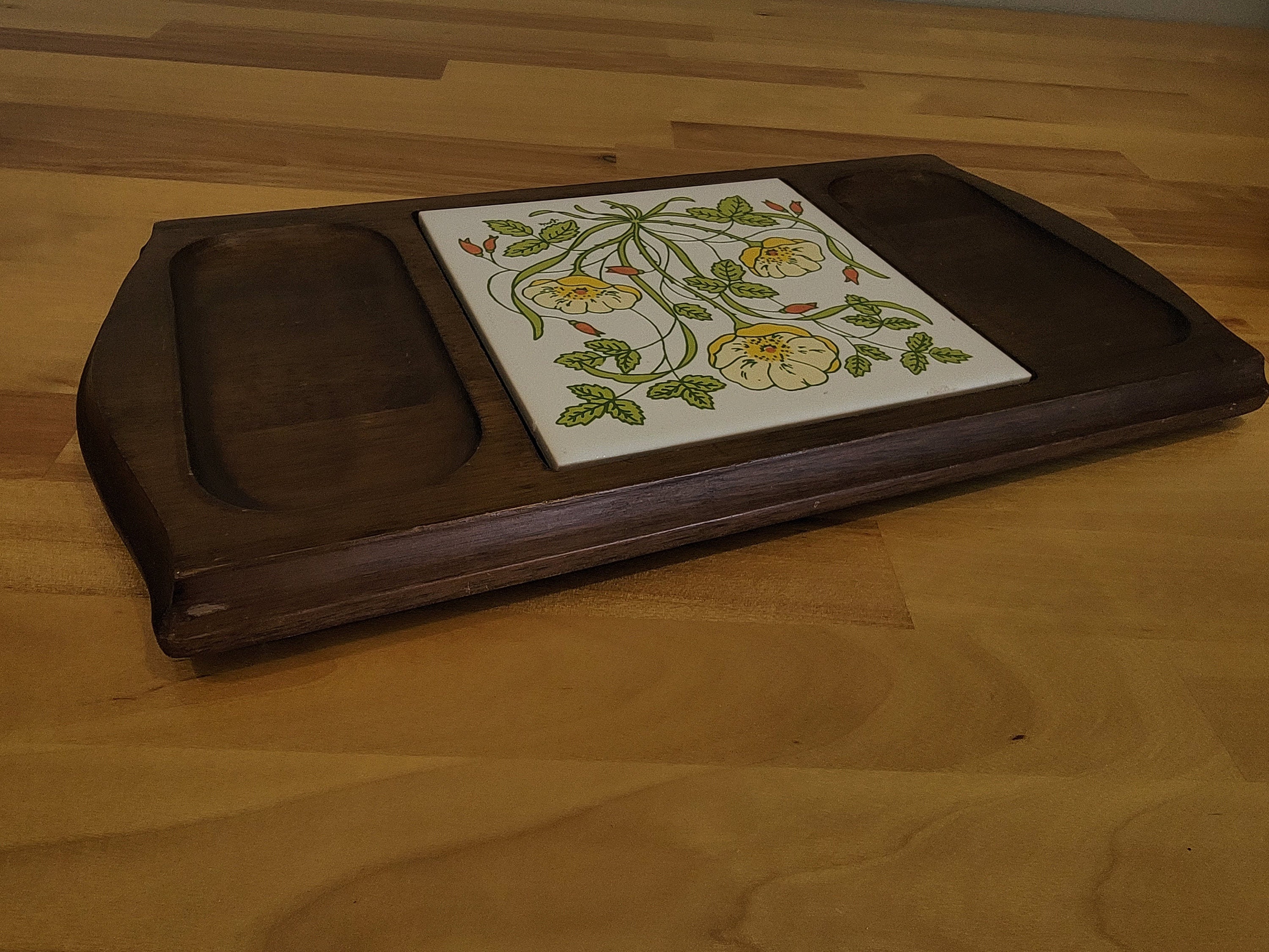 Vintage Mid Century Rectangular Cheese and Cracker Tray With Ceramic ...
